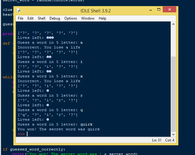 Simple Word Game in Python Free Source Code | SourceCodester